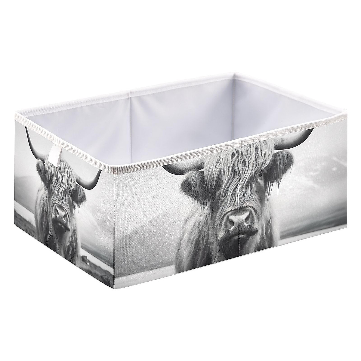 Kigai Storage Basket Highland Cow Foldable Storage Bin 11 X 11 X 11 Inches Cube Storage Baskets Box for Shelves Closet Laundry Nursery Bedroom Home Decor