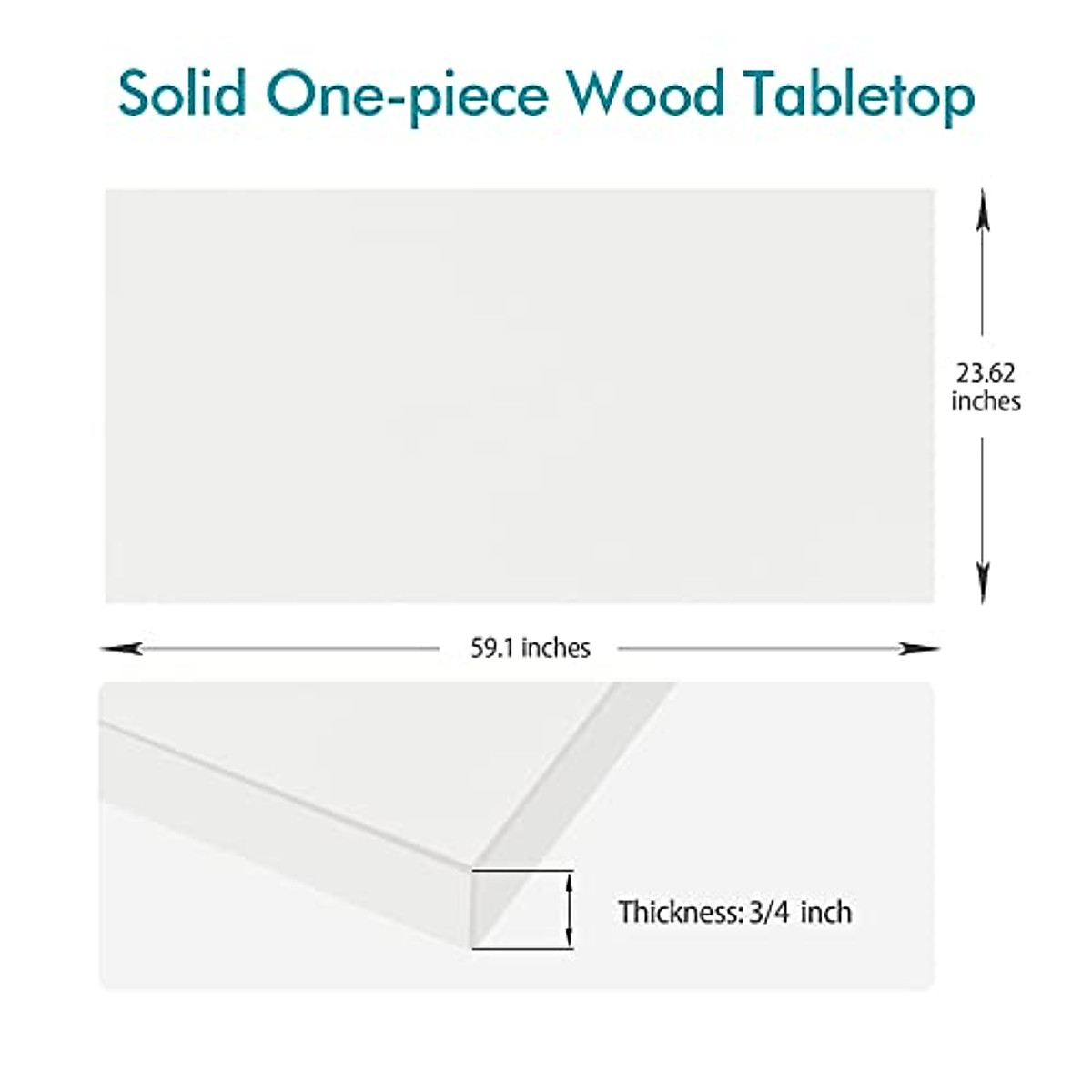 Kaboon Solid Color Table Top 60x24 inches, Tabletop for Sit Stand Desk, Reversible Melamine Top,Double Desks Home Office(59.1"x23.62", White)