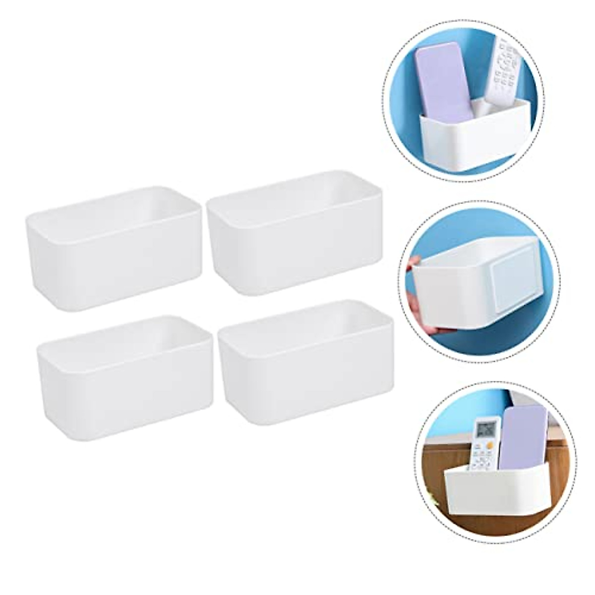 UPKOCH 4pcs Wall Storage Box Makeup Organizer Case Self Adhesive Media Box Kitchen Adhesive Box Wall Mounted Shelves Bathroom Shower Shelf Wall-mounted Storage Case Makeup Organizer Stand