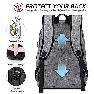 KYALOU Laptop Backpack, Lightweight Bookbag Casual Daypack for Men and Woomen, College with USB Charging Port - Gray