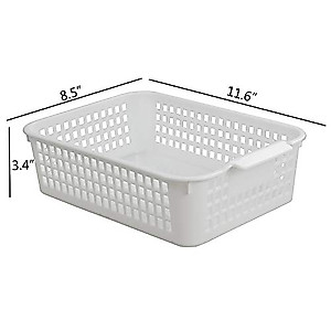 Yubine Plastic Storage Basket Tray Organizer Bin, 6-Pack (White, Grey)