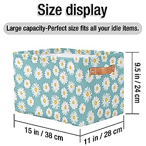 AUUXVA Little Daisy Storage Baskets Cube Storage Boxes Bins Collapsible Laundry Baskets for Nursery Shelf Bedroom Bathroom Toy Organizer 1PC
