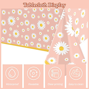 3 Pack Daisy Tablecloth Daisy Flower Birthday Party Decorations for Girls Disposable Plastic Groovy Table Cloth Groovy Retro Hippie Party Table Cover for Weddings Baby Shower Birthday Party Supplies