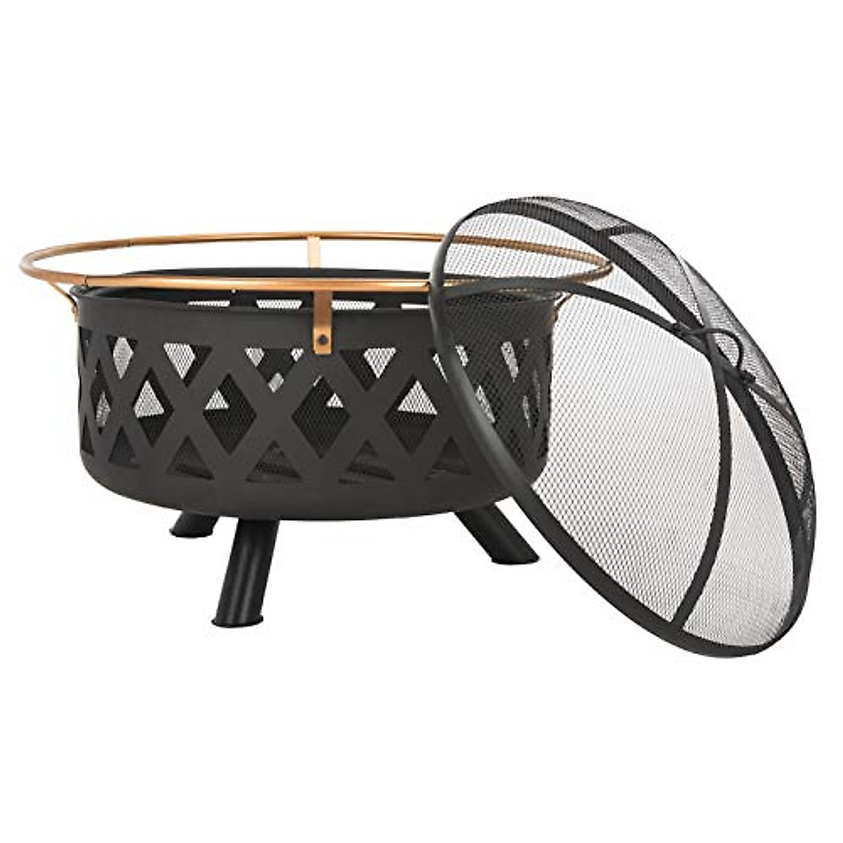 Safavieh PIT2003A Outdoor Collection Bryce Copper and Black Round Fire Pit