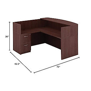 Lorell 59582 Essentials Reception Desk, Mahogany Laminate
