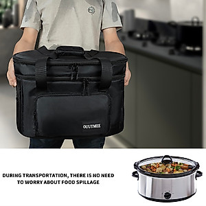 OUUTMEE Slow Cooker Travel Bag, 2 Layers Slow Cooker Carrier, Compatible with 6, 7, 8 Quart Crock-Pot, Insulated Travel Carrier with Easy to Clean Lining
