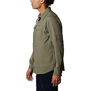 Columbia Men's Silver Ridge Lite Long Sleeve Shirt, UV Sun Protection, Moisture Wicking Fabric, Stone Green, Small