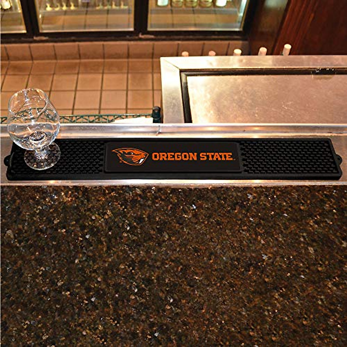 FANMATS 14771 Oregon State Beavers Drink Bar Mat - 3.25in. x 24in. - Durable Dish Drying Mat, Easy Clean, Counter Mat