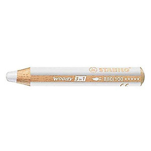 3 x STABILO WOODY 3 in 1 MULTI-TALENTED JUMBO PENCIL - White (880/100)