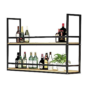 NERDOH Ceiling Shelf Wine Rack for Wrought Iron Solid Wood,Hanging Wine Rack Ceiling Storage Rack & Shelves,for Bars/Restaurants/Kitchens,1 Piece/3 Sizes
