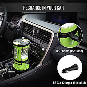 LE LED Camping Lantern Rechargeable, 600LM, Detachable Flashlight, Camping Essentials, Perfect Lantern Flashlight for Hurricane Emergency, Hiking, Fishing and More, USB Cable and Car Charger Included