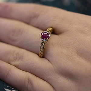 Direct-Jewelry 14k Yellow Gold Oval Ruby And Diamond Ring (Size 7)