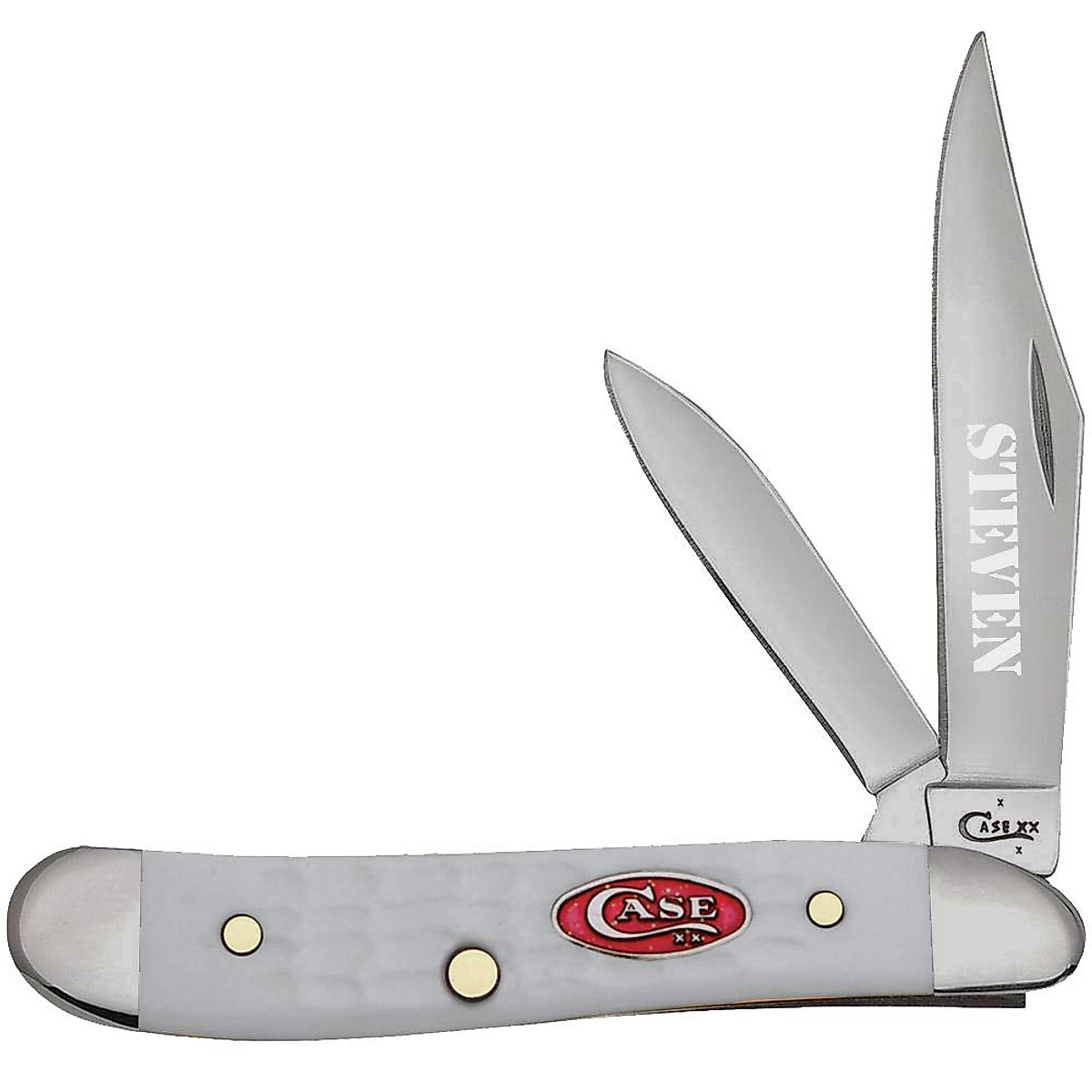 Personalized Case SparXX White Synthetic Standard Jig Peanut with Free Laser Engraving