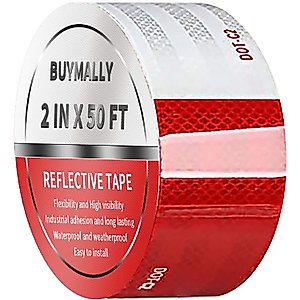 BUYMALLY Reflective Tape Outdoor Waterproof for Trailer - Dot Reflective Reflector Sticker Tape - Utility Trailer Truck Accessories - Red White Reflective Trailer Tape 2in*50Ft