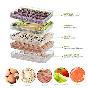 Snack Container Food Storage Container 3Pcs Dumpling Container Box Food Grade Plastic Snack Container Stackable Cookie Container with Lid Transparent Microwave Fridge Safe Storage Containers