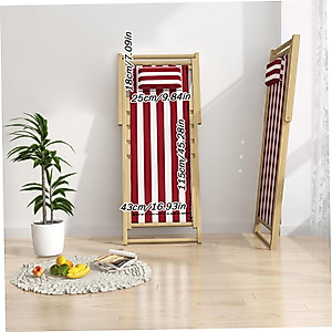 Wedhapy Patio Chair Replacement Fabric, 45x17 Folding Sling Chair Replacement Fabric with Pillowcase, Red and White Stripes Patio Chair Sling Replacement for Home Beach BalconyPatio Chair