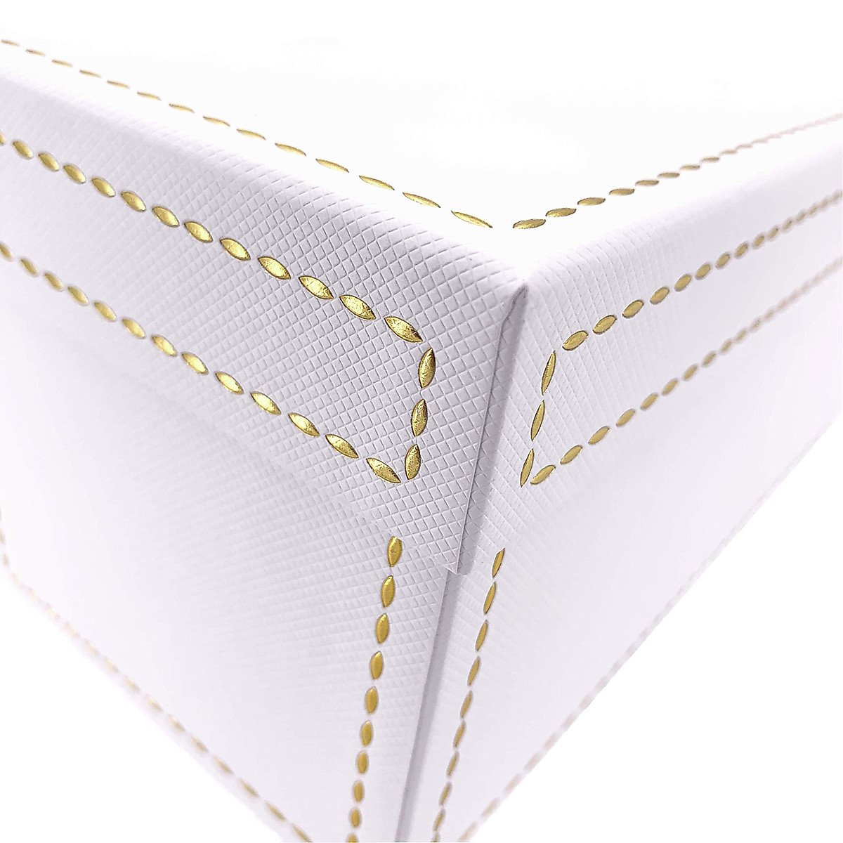 Oxfrd & Comma Luxury Gift Box, White with Gold Stitching, Large Rectangle