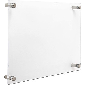 DistinctAndUnique 16" x 20" Clear Acrylic Wall Mount Floating Frameless Picture Frame Double Panel Plexiglass Display with Metal Standoff for Photos Artwork Posters Paintings (Full Frame is 19"x23")