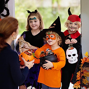 JOINDO 100 pcs Halloween Treat Bags for Candy, 4x6 Drawstring Organza Goodie Bags, Small Gift Bags for Party Favor (Pumpkin, Spider web, Skull, Bat)