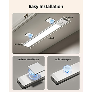EZVALO Under Cabinet Lighting,52-LED Motion Sensor Cabinet Light Indoor,USB Rechargeable Wireless Closet Lights,3500K Dimmer Battery Powered Operated Night Lights for Bedroom,Wardrobe,Stairs (2 Pack)