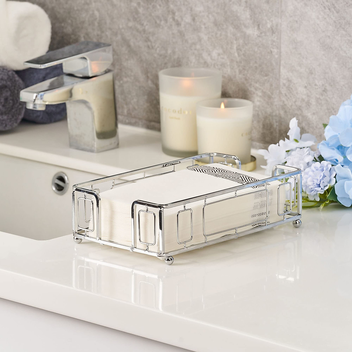 LEVIMETREE Rectangular Guest Towel Napkin Holder - Paper Hand Towel Storage Tray, Napkin Holder for Table, Bathroom Hand Towel Holder Kitchen Restaurant Home Décor Bathroom Paper Towels Storage Tray