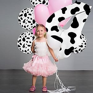 Cow Print Number 4 Balloons, 40 Inch Large Number 4 Balloon 18 Inch Cow Foil Balloons for 4th Birthday Cow Theme Party Decorations for a Girl Boy Kids Baby Shower Farm Animal Cow Party Supplies