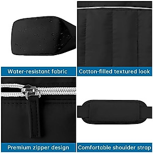 LYAUK Tote Bag for Women, Puffy Hobo Tote Bag with zipper, Shoulder Bag Crossbody Handbag, Top Handle Satchel, Black