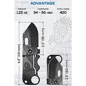 Grand Way Small Pocket Knife - Folding Wallet Knife - Mini Tactical Knife with Money Clip - Cool Dragon Blade Credit Card - Small Folding Knife - Birthday Christmas Gifts for Men and Women 6682