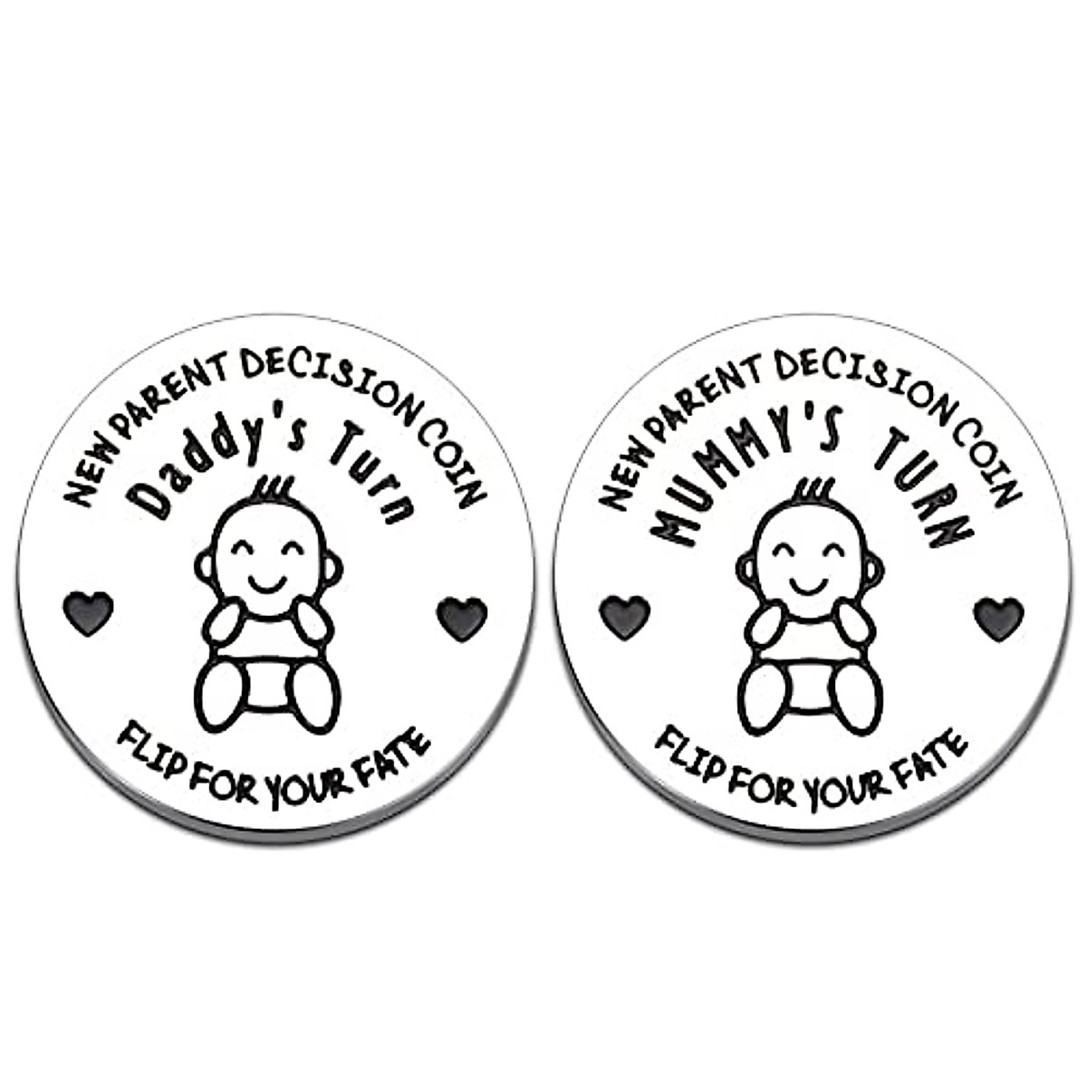 Funny New Baby Decision Coin for Parent, Pregnancy Gifts for First Time Mom Dad, Baby Shower Mothers Fathers Day Gift for Mum Dad to Be, Christmas Birthday Thanksgiving Present Double-Sided Coin