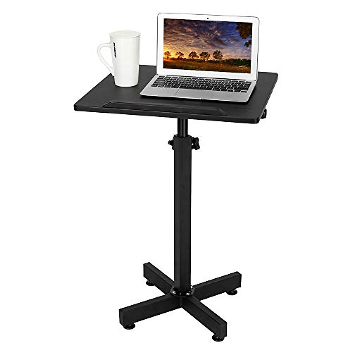 Bonnlo Classic Lectern Stand, Height Adjustable Mobile Podium, Multi-Purpose Tabletop for Speech, Lecture, Church, Reading or Laptop Desk with Edge Stopper, Black