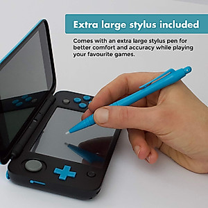 TakeCase Hard Shell Carrying Case - Compatible with Nintendo 3DS XL and 2DS XL - Fits 16 Game Cards and Wall Charger - Includes Removable Accessories Pouch and Extra Large Stylus Light Blue