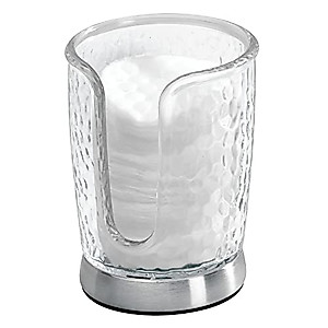 mDesign Plastic/Steel Compact Small Disposable Paper Cup Dispenser Storage Holder for Rinsing Cups on Bathroom Vanity Countertops - Rain Collection - Clear/Brushed