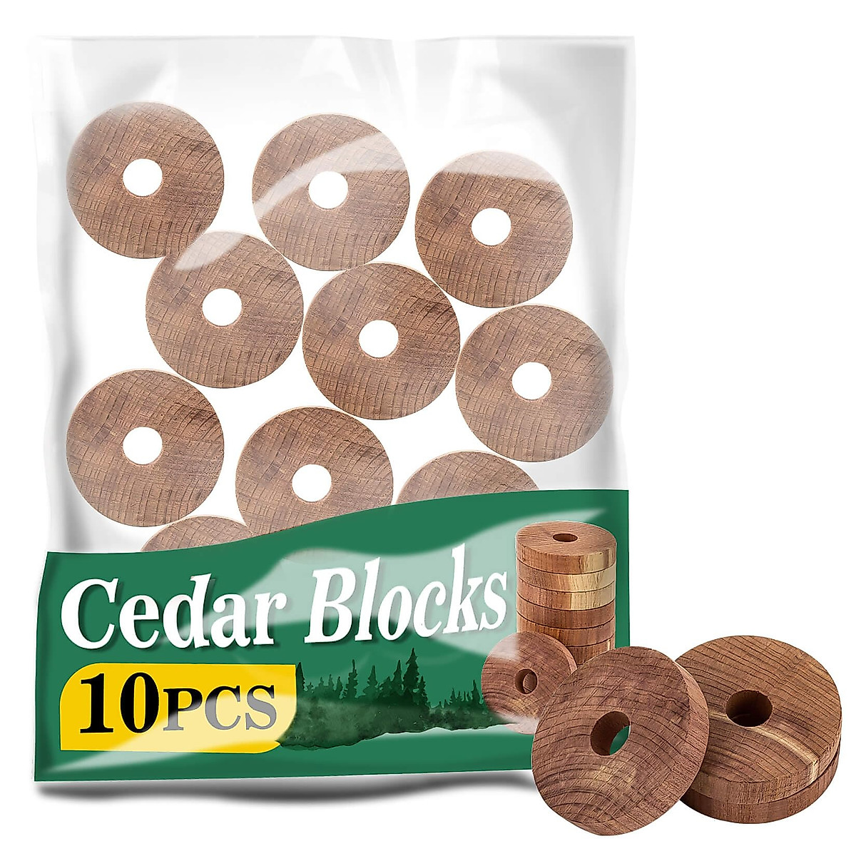 Sukh 10 Cedar Blocks for Clothes Storage - Cedar Chips Closet Drawer Fresheners for Dresser Cedar Wood Rings Smell Freshener for Bedding Comforter Storage Cedar Scented Drawer Liner Wardrobe Refresher