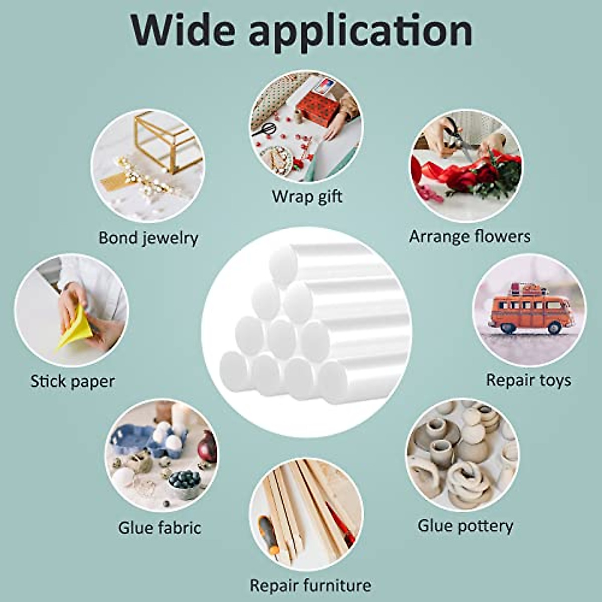 REIDEA Hot Glue Gun Sticks for Full Size Glue Gun, 5.9" Long x .43" Diameter, 10 Count