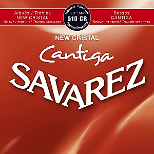 Savarez Classical Guitar Strings Cantiga 510CR Cristal Trebles, Cantiga Basses, Normal Tension, Full Set (STSAV51-50356)