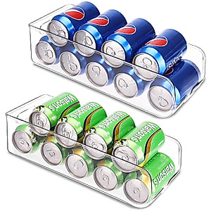 Moretoes 2 Pack Soda Can Organizer for Fridge, Clear Refrigerator Organizer Bins, Soda Can Organizer for Pantry, Kitchen Organizers and Storage