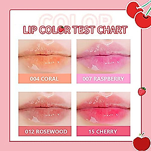 ZARICS Plumping Lip Oil, Hydrating Lip Gloss Tinted Lip Balm Lip Care Transparent Toot Lip Oil, Long Lasting Nourishing Lip Glow Oil Non-sticky Big Brush Glitter Shine Primer Lip Tint (CHERRY)