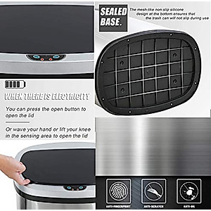 XXFBag Kitchen Trash Can 13 Gallon Garbage Can, Sensor Trash Can Touchless Stainless Steel Trash Can, Brushed Dustbin 50 Liter Motion Trash Bin Metal Waste Bin with Lid for Home Bathroom Office Restroom, Silver