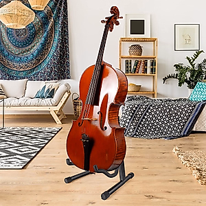 Mallez Cello Stand, Folding A-Frame Cello Support Holder with Non-Slip Rubber Soft Foam Arms for Violin 1/8-4/4 Cellos Guitar Electric Bass