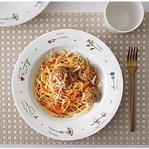 RACHEL BARKER Meadow Flower Porcelain Salad Pasta Bowls Set of 2, 13oz