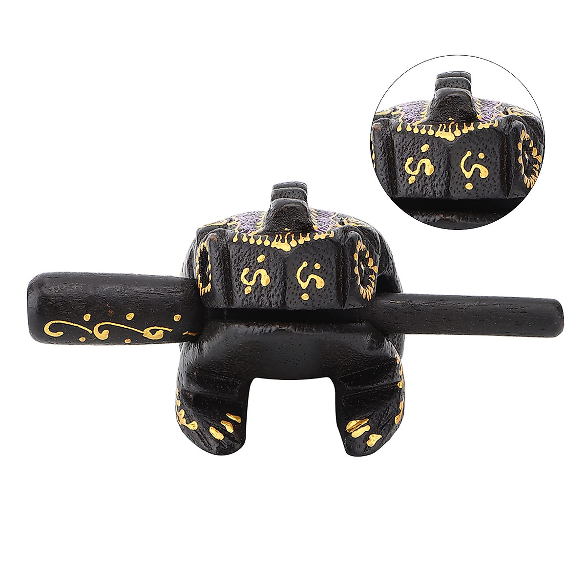 Animal Carved Croaking Craft Wooden Frog Percussion Musical Instrument, Wooden Percussion Desk Accessories of Frog Noise Maker for Cool Music Gifts Elderly and Kids, Black