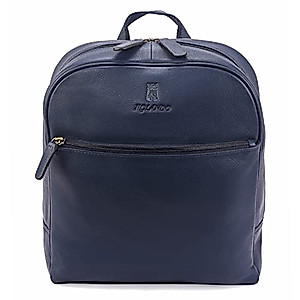 ROLANDO Navy Blue Multi-Purpose Unisex Casual Leather Backpack