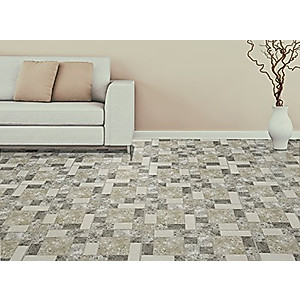 Nexus Self Adhesive 12-Inch Vinyl Floor Tiles, 20 Tiles - 12" x 12", Marble Blocks Pattern - Peel & Stick, DIY Flooring for Kitchen, Dining Room, Bedrooms & Bathrooms by Achim Home Decor