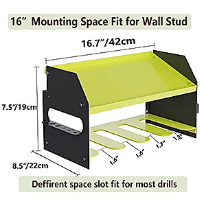 Drill Storage Rack，Power Tool Organizer Drill Holder Wall Mount， Drill Organizer for Garage, Workshop,Drill Bit Storage Shlef, Holds 4 Drills with Screws Box (Green-2 Layer)