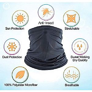 Neck Gaiter Balaclava Bandana Headwear Scarf for Cycling Fishing Running Dust Wind Sun Protection (Black)