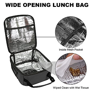 Femuar Lunch Box for Men Women Adults, Small Lunchbox for Work Picnic - Reusable Lunch bag Portable Lunch tote, Charcoal Grey