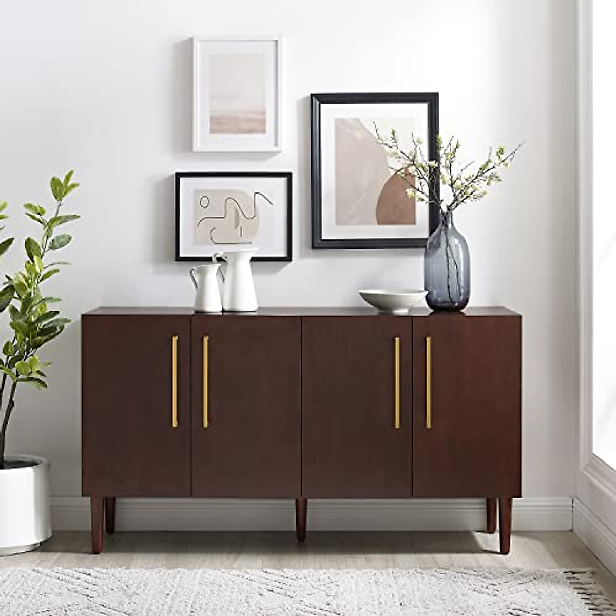 Crosley Furniture Everett Mid-Century Modern Sideboard, Mahogany