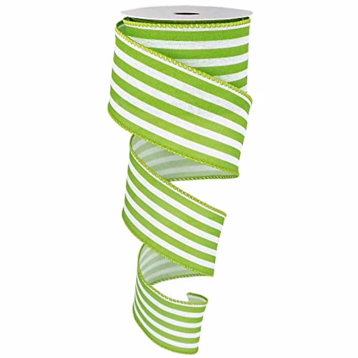Leecogo Easter Ribbon Wired,2 1/2”x10 Yard,Green Stripe Ribbon for Easter, Christmas, Wreath, Spring, Summer, Wedding, Baby Shower, Birthday