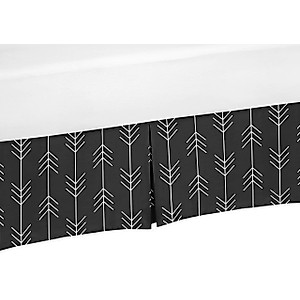 Sweet Jojo Designs Black and White Woodland Arrow Pleated Toddler Bed Skirt Dust Ruffle for Rustic Patch Collection
