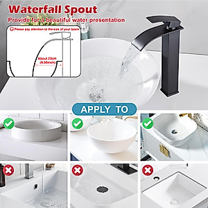 Midanya Bathroom Sink Faucet Waterfall Spout Single Handle 1 Hole Deck Mount Mixer Tap Lavatory Vanity Vessel Faucet Commercial with Pop Up Drain,Tall, Oil Rubbed Bronze
